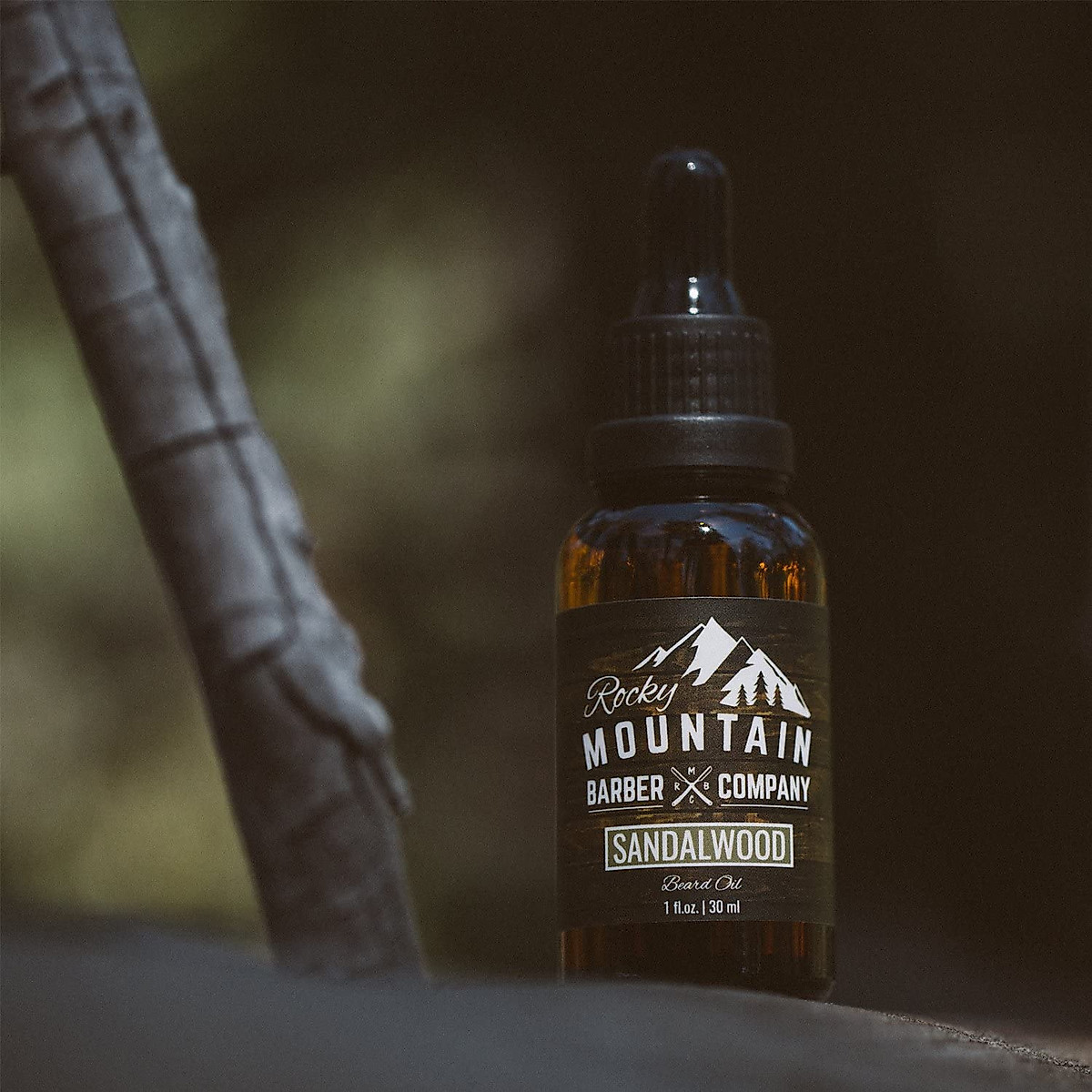 Rocky Mountain Barber Company Men’s Sandalwood Beard Oil Featuring Grapeseed Oil, Coconut Oil, Argan Oil and Real Sandalwood Essential Oil
