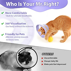 Cat Cone, Soft Cat Cone Collar to Stop Licking and Scratching, Adjustable E-Collar After Surgery for Cats, Mesh Recovery Elizabethan Collar for Cats, Kittens, Rabbits (Purple, S(Neck:5"-8"))