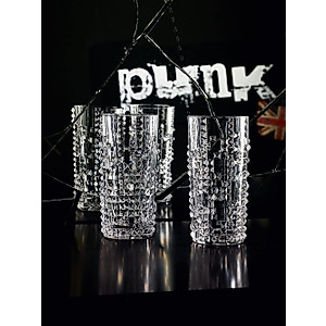 Nachtmann Brand Punk Collection Crystal 6” Long Drink, Set of 4, Clear Glass, For Cocktails or Non- Alcoholic Beverages,13-Ounce Capacity, Dishwasher Safe