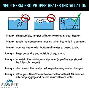 Cobalt Aquatics Neo-Therm Pro Aquarium Heater, Made in Poland, Fish Tank Heater for Freshwater or Saltwater Tanks, Turtle Tank Heater, Submersible, Auto Shutoff, Temperature Controller Thermostat 75W