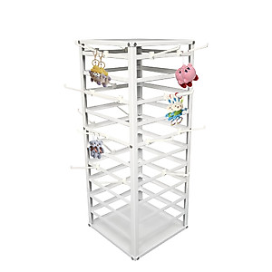 FixtureDisplays® 12x12x32 Jewelry Displays, Counter top Earring Card Spinning Retail Rack White 10 Tiers Easy Assembly Video in Description 12088NEW