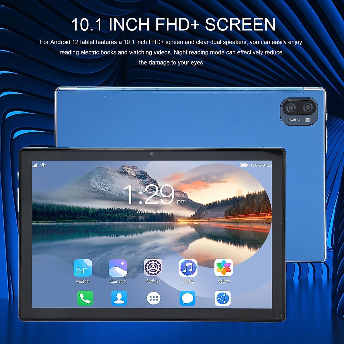 2 in 1 Tablet 10.1 inch, 8 Core CPU 8+256G RAM 5G WiFi Tablet Computer with Keyboard, Dual SIM Dual Standby, Front 8MP, Rear 16MP Camera (US Plug)