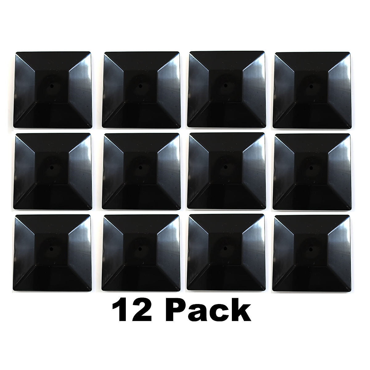 Nominal 4x4 Plastic Fence Post Caps with Nail Hole (3-5/8"x 3-5/8") (12, Black)