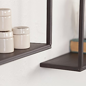 SEI Furniture Zyther Contemporary Metal Wall Shelves, 4 pc Set, Antique Black