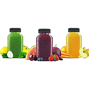 Goiio 5 Pcs 6 Ounce Plastic Juice Bottles, Clear Bulk Beverage Containers, for Smoothies, Juice Milk and Homemade Beverages