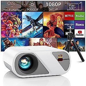 Mini Full HD Projector, Portable Movie Home Outdoor Projector, Compatible with HDMI, USB, Laptop, TV Stick, PS5, iOS & Android, U Disk, Game Console