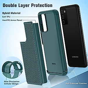 BNIUT for Samsung Galaxy A03s Case Shockproof: Dual Layer Protective Heavy Duty Cell Phone Cover Rugged with Non Slip Textured Back - Military Protection Bumper Tough - 6.5inch (Dark Green)