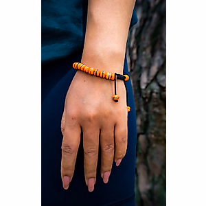 Hands Of Tibet Tibetan Prayer Mala Embedded Medicine Bracelet Yoga Healing Beads Adjustable Wrist Mala For Meditation Many Color Choices (Orange)