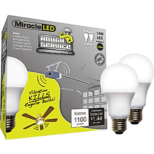 Miracle LED 14W Rough Service Household Light Bulb Replacing up to 120W (2-Pack), Daylight White