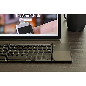 Ares Ultra Slim Pocket Foldable Bluetooth Wireless Keyboard with Touchpad (Black)