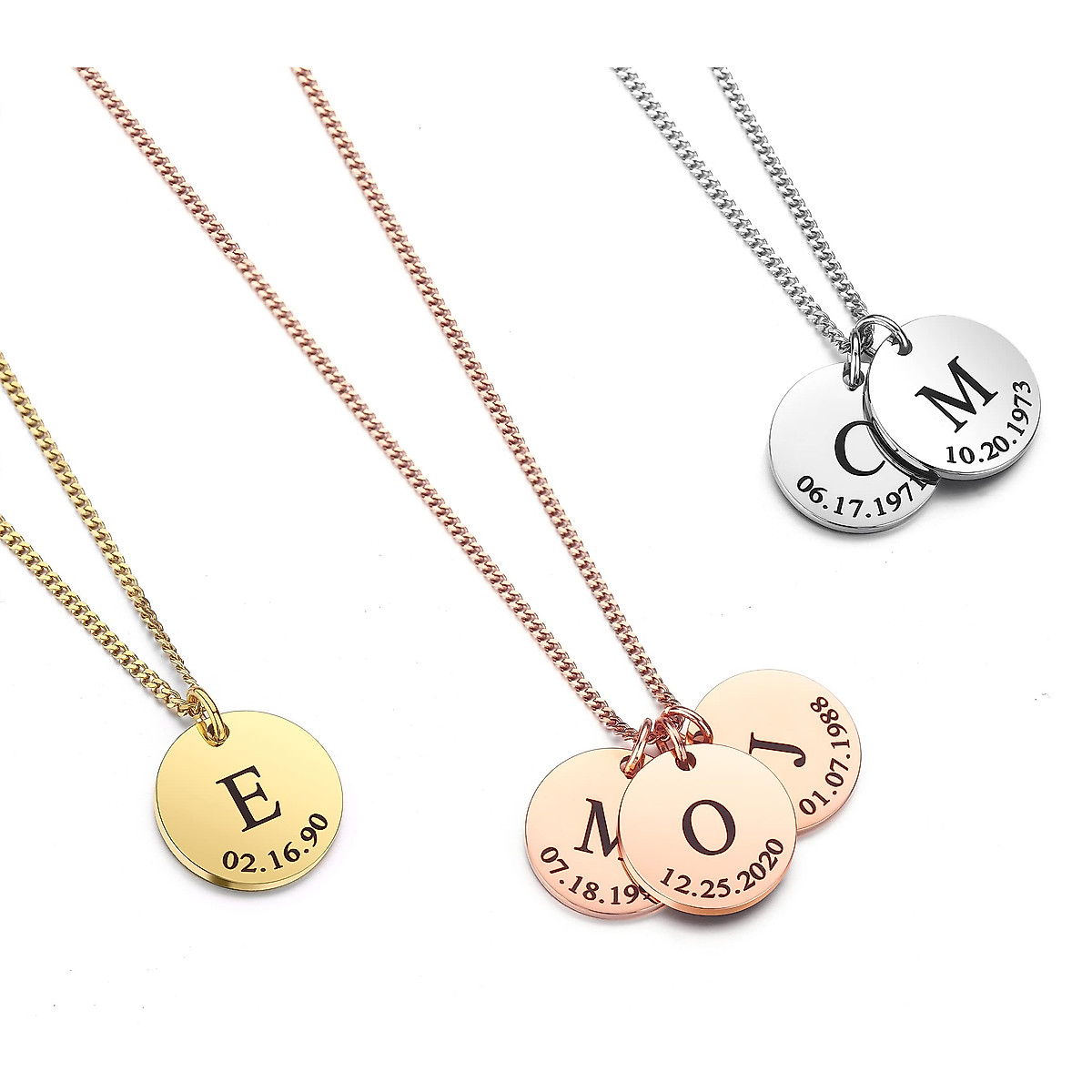 MLUHKEE Personalized Initial Necklace, Customized Letter Date Necklace for Women Girl, Personalized Birthday Gift for Family Friends, Monogram and Birthday Necklace for Mom