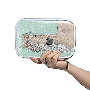 Bolaz Flower Horse Large Pencil Case, Pen Case Office College School Large Storage Capacity Bag Cosmetic Bag Pouch Box
