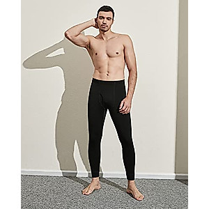 LAPASA Men's 100% Merino Wool Underwear Base Layer Lightweight Thermal Pants Activewear Long John Bottom Warm Soft Winter M30 Medium Black