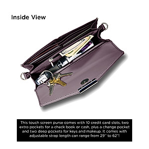 Save the Girls Timeless Touchscreen Purse Smartphone Purse with Zippered Pocket and Ten Credit Card Slots (First Blush)