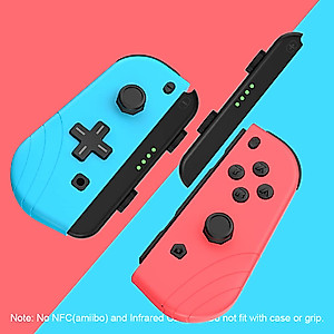 Switch Controllers, Replacement for Joycon Controllers with Grip Dual Shock Wake-Up Plug and Play, (L/R) Controller Compatible for Nintendo Switch/Switch lite (Blue and Red)