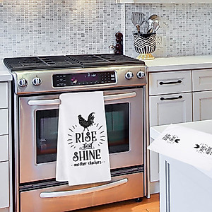 3PCS Rooster Kitchen Decor,Rooster Kitchen Towels,Rooster Wooden Spoons,Farmhouse Kitchen Decor,Rooster Gifts,Chicken Gifts for Chicken Lovers,Chicken Tea Towel,Housewarming Wedding Mom Cooking Gift