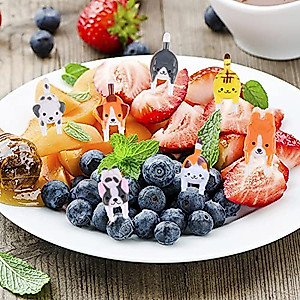 Hi.FANCY 7Pcs Animal Dog Cat Food Mini Forks Lunch Box, Animal Bento Deco Kids Toothpicks, Reusable Kids Toothpicks Bento Box Accessories