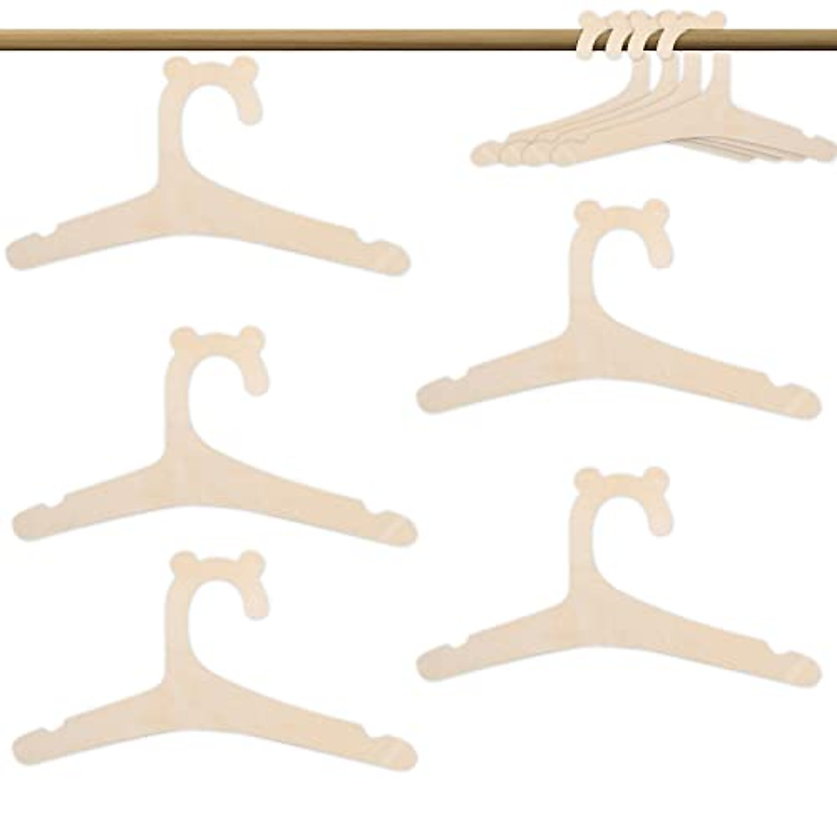 Littryee Toddler Hangers, Wooden Baby Hangers, Baby Clothes Hangers Creative Bear Cardboard Hangers, Ultra Slim Children Wooden Hangers for Baby Clothes