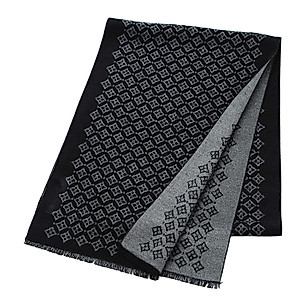 CUDDLE DREAMS Men's Silk Scarves, 100% Mulberry Silk Brushed, Luxuriously Soft (Diamond Black)