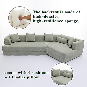 AIDOFA 128'' Extra Large Boucle Sofa, 3 Large Seats Modular Sofa, Modern Design Boucle Sofa, Upholstered in Round Fiber Fabric Sofa, Anti-Wrinkle Couches, Endless Combinations Couches, Creamy White