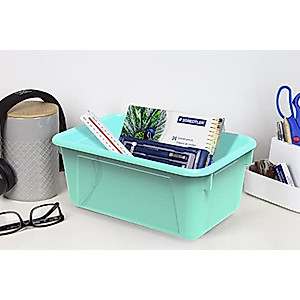 Storex Small Cubby Bins, Pack of 5, 12.2 x 7.8 x 5.1 Inches, Teal (62420U05C)