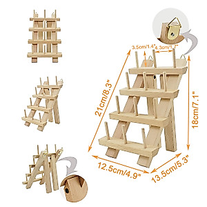 New brothread 60 Spools + 12 Spools Wooden Thread Rack/Thread Holder Organizer with Hanging Hooks for Embroidery Quilting and Sewing Threads - Mother + Baby Thread Rack