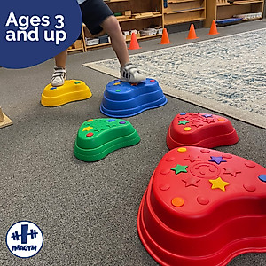 IMAGYM Stepping Stones for Kids Balance Set of 6 Stackable River Stones for Kids Toddler Balance Beam Balance Toys for Kids - Obstacle course for kids - Outdoor Toys for kids ages 3-5 Balance Pods