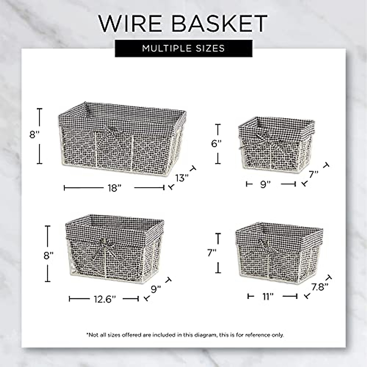 DII Farmhouse Chicken Wire Storage Baskets with Liner, Medium, Vintage Taupe, 11x7.88x7", 2 Piece
