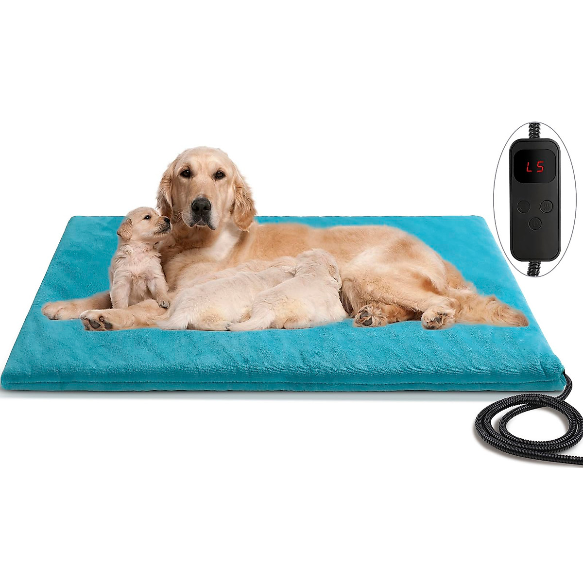 stohot Outdoor Pet Heating Pad for Dog & Cats, Extremely Waterproof Heated Cat Bed with 5 Timers & 6 Temp Adjustable, Pet Heater Warming Blanket for Outside Dog Cat House Whelping Box (36"x24")