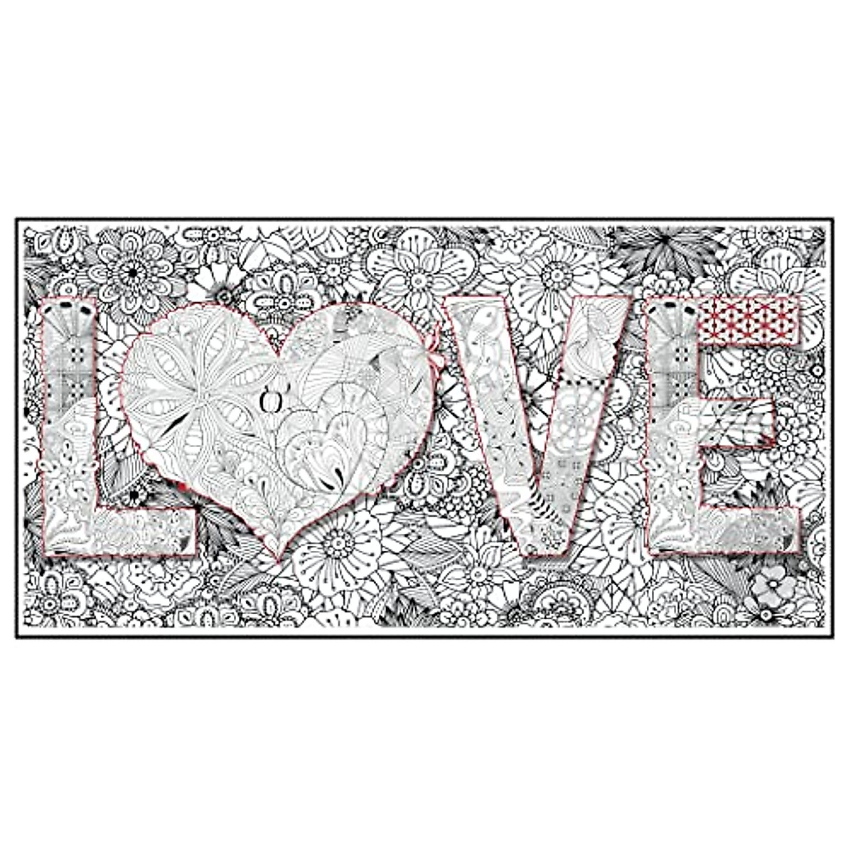 SJPRINTER Inspirational Wall Art, Motivational Giant Coloring Poster Mandala for Kids Adults - Great for Girls, Boys, Arts Crafts, Care Facilities, Schools, Family Time Groups (24" x 48", Love)