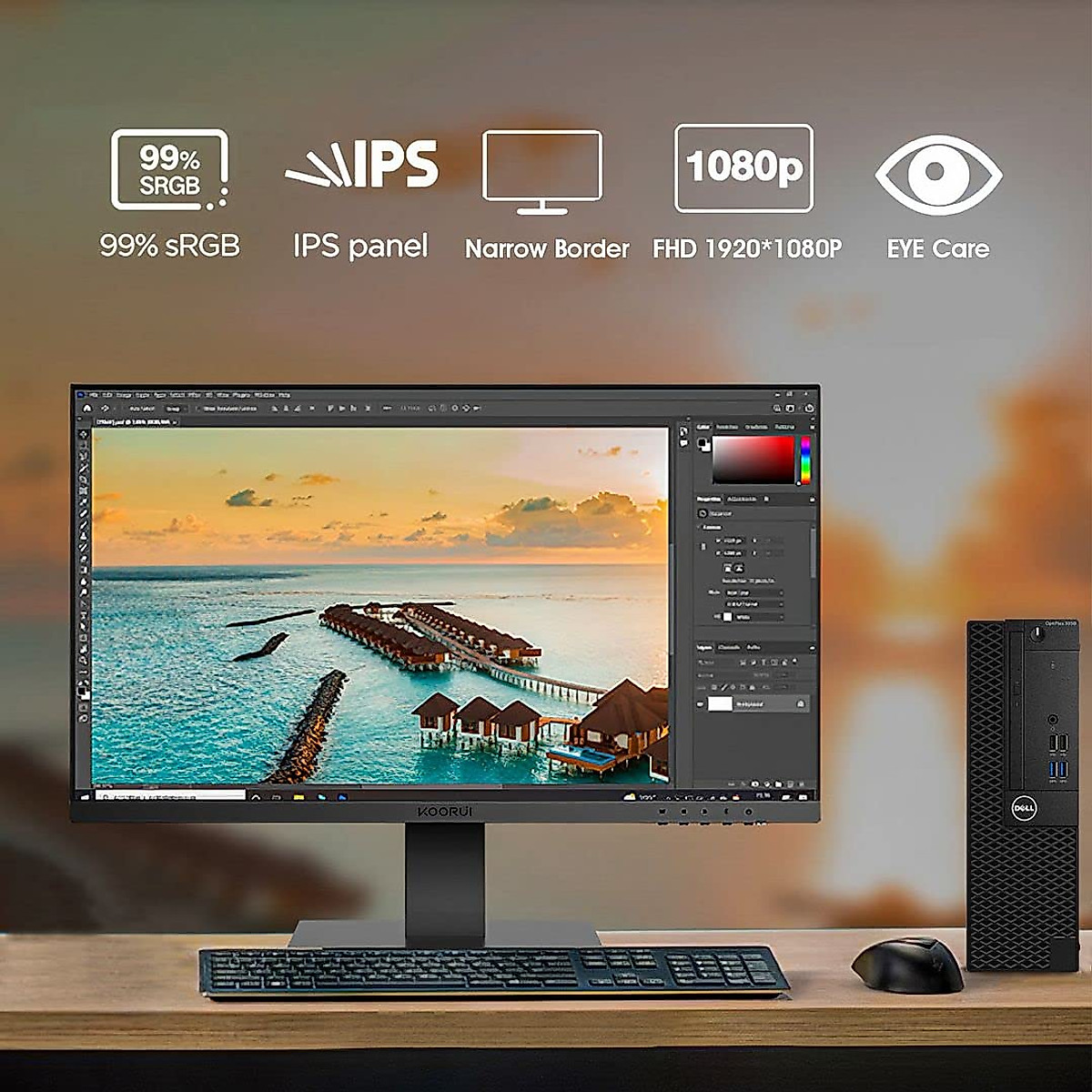 Dell OptiPlex 3050 Desktop Computers PC and KOORUI 24 inch Monitor Bundle, 32GB Ram 512GB M.2 NVMe SSD, Built-in WiFi 6,Bluetooth 5.2, i5-6500 3.2GHz, Windows 10 Pro (Renewed)