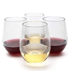D'Eco Unbreakable Stemless Wine Glasses (Set of 4, 20oz ea) - Reusable Shatterproof Sangria and Wine Glassware - Perfect for Hosting & Entertaining - Cocktail Glasses Set