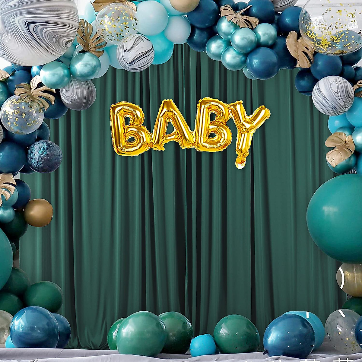10ftx10ft Hunter Green Backdrop Curtains for Parties Weddings Baby Shower Dark Green Curtain Backdrop Birthday Event Party Photo Booth Backdrop Wrinkle Free Fabric Background 5ftx10ft, 2 Panels