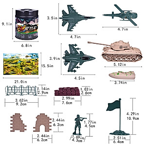 FUN LITTLE TOYS 180PCS Army Men Action Figures Army Toys of WW 2, Toy Soldiers, Military Playset with a Map, Toy Tanks, Planes, Flags, Soldier Figures, Fences & Accessories Xmas Decoration