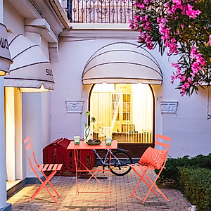 SUMETURE 3Pcs Patio Bistro Set, Folding Outdoor Patio Furniture Sets,1 Folding Patio Table and 2 Chairs Indoor and Outdoor for Patio, Yard, Garden (Terracotta)