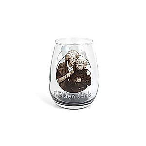 JUST FUNKY The Golden Girls Black and White Stemless Wine Glass - 16-Ounces
