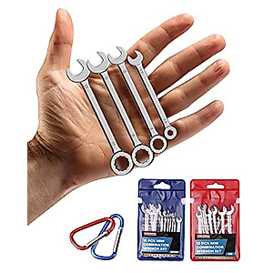 VICRING Small Wrench Set 20 Pcs Mini Wrench Set Metric SAE Ignition Wrench Set Open and Box End Wrench Set Combination Wrench Sets with Storage Pouches and Key Chains, 4mm-11mm & 5/32"-7/16" (Silver)