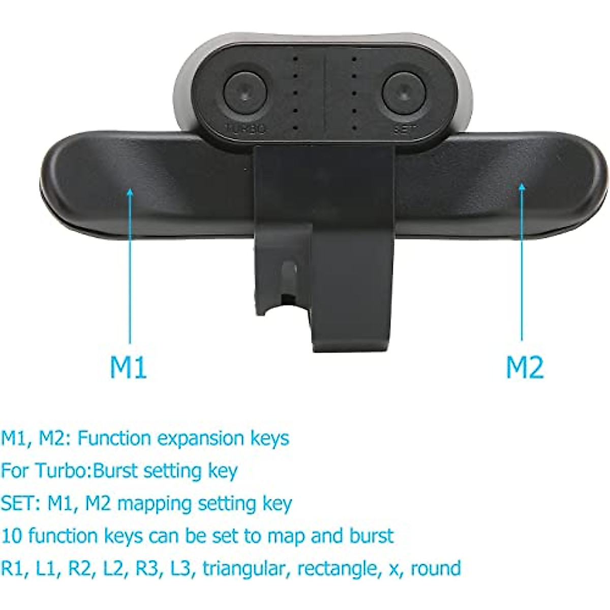 Diyeeni Paddles for PS4 Controller, 10 Key Back Attachment, Controller Paddles for PS4, Plug and Play, Support for Turbo Burst, Programmable Buttons