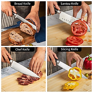 Alata 15-Piece Knife Set with Block, Razor-Sharp,Kitchen Knife Set, Forged Triple Rivet Stainless Steel Knife Block Set