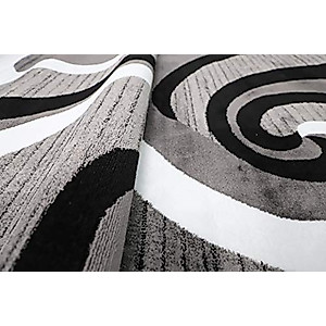 GLORY RUGS Black Area Rug 8x10 Gray Modern Carpet Bedroom Living Room Contemporary Dining Accent Sevilla Collection 4817A (Grey Black)