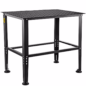 VEVOR Welding Table, 36" x 24" Adjustable Workbench, 0.12" Thick Industrial Workbench, 600lb Load Capacity Metal Workbench, Heavy Duty Carbon Steel Welding Table, Gray Steel Work Table w/Accessories