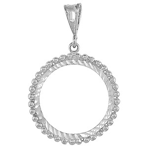 Sterling Silver Quarter Dollar Bezel 24 mm Coins Prong Back Bead Edge Diamond Cut 25 Cent Coin NOT Included