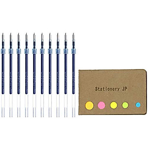 SXR-38 Refills for Jetstreem Ballpoint Pen, 0.38mm, Blue Ink, 10-Pack, Sticky Notes Value Set