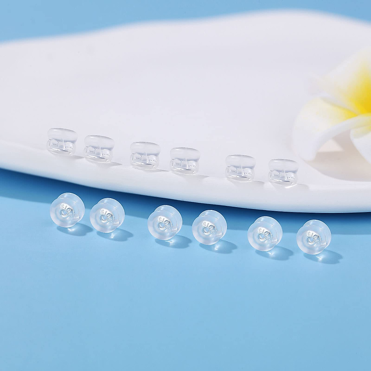 Moconar Sterling Silver Locking Secure Earring Backs for Studs, Silicone Earring Backs Replacements for Studs/Droopy Ears, No-Irritate Hypoallergenice Earring Backs for Adults&Kids