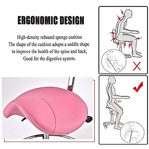 SFKLYU Saddle Stool Rolling Chair Tall Ergonomic Saddle Stool with Backrest Foot Rest Hydraulic Swivel Adjustable Height,Black