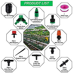 KDIFIX for Adjustable Automatic Micro Irrigation Kits,Drip Irrigation,Garden Irrigation System,DIY Plant Watering System for Garden Greenhouse, Flower Bed,Patio,Lawn(30M 149PCS)