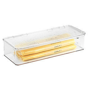iDesign Kitchen Binz Stackable Box, 14cm x 34cm x 7.5cm, Clear, 14 x 34 x 7.5 cm