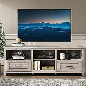 SAINTCY TV Stand for TVs up to 80", Large Television Stands with Drawers for Living Room, TV Entertainment Center with Storage and Shelves, TV Cabinet Media Console Furniture for Bedroom (Grey)