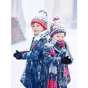 3 Pairs Baby and Toddler Winter Mittens Newborn Infant Fleece Warm Mittens Snow Gloves for Baby Boy and Girl (Black, Grey, Navy Blue, 5-7 Years)