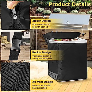 AKEfit Chest Freezer Cover Deep Freezer Covers For Outside 5.0 Cubic Feet Freezer Waterproof Top 3 Sides Zipper Can Be Opened （27 "L x 22 "W x 33 "H）Black
